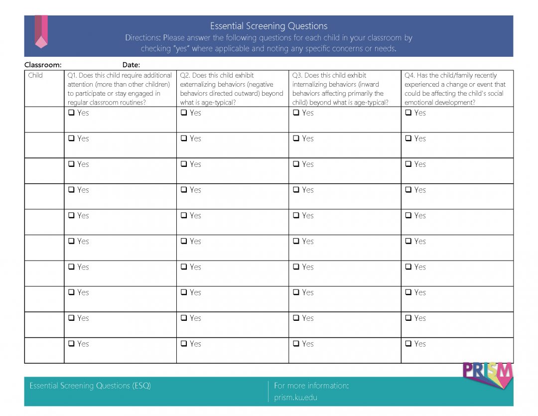 Essential Screening Questions - PRISM