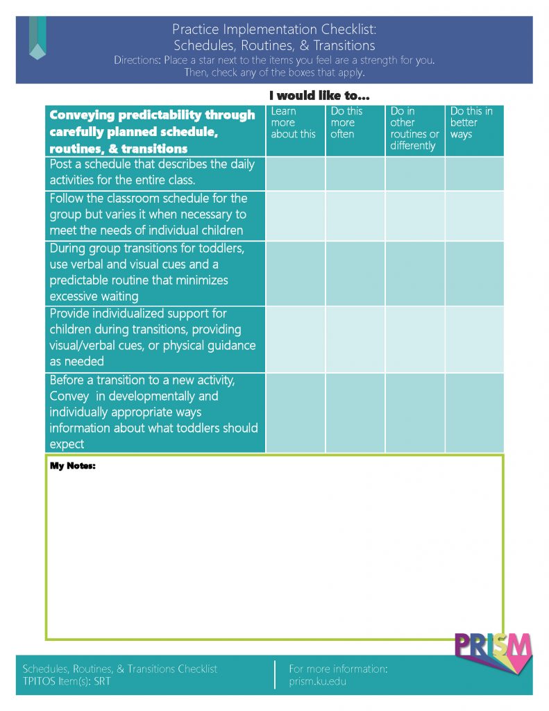 Schedules, Routines & Transitions - PRISM