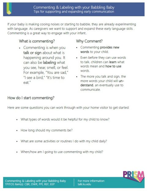 Commenting & Labeling with your Babbling Baby - PRISM