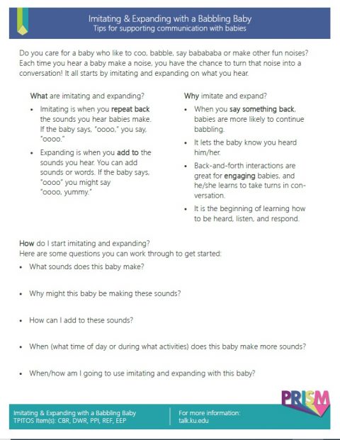 Imitating & Expanding with your Babbling Baby - PRISM