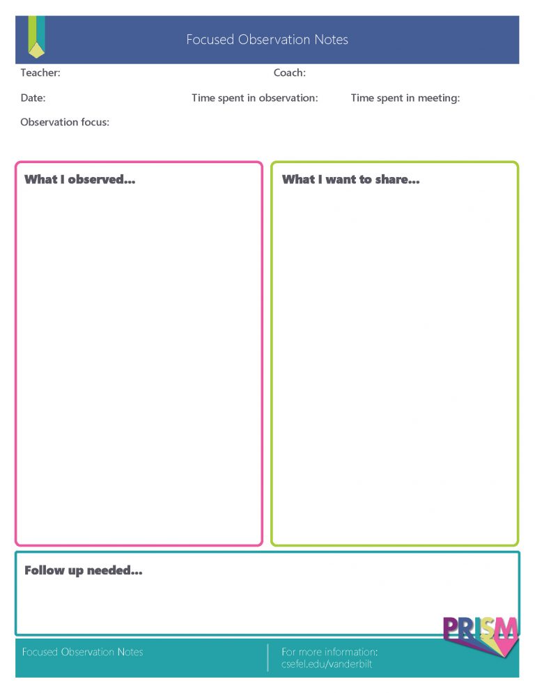 Focused Observation Notes - PRISM