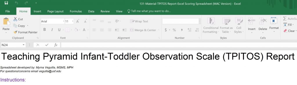 TPITOS Report: Excel Scoring Spreadsheet (PC Version) - PRISM