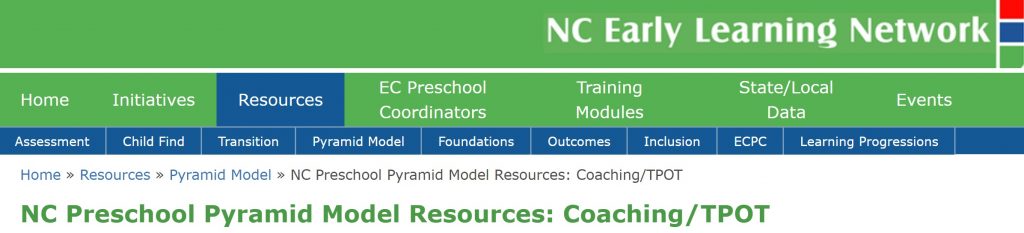 NC Preschool Pyramid Model Resources: Coaching/TPOT - PRISM