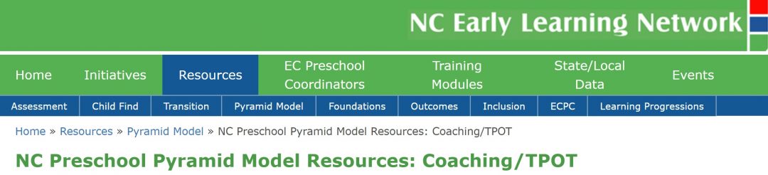 NC Preschool Pyramid Model Resources: Coaching/TPOT - PRISM