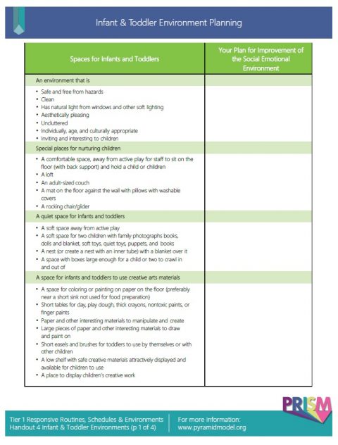 Environment: Handout 4 Infant & Toddler Environments - PRISM